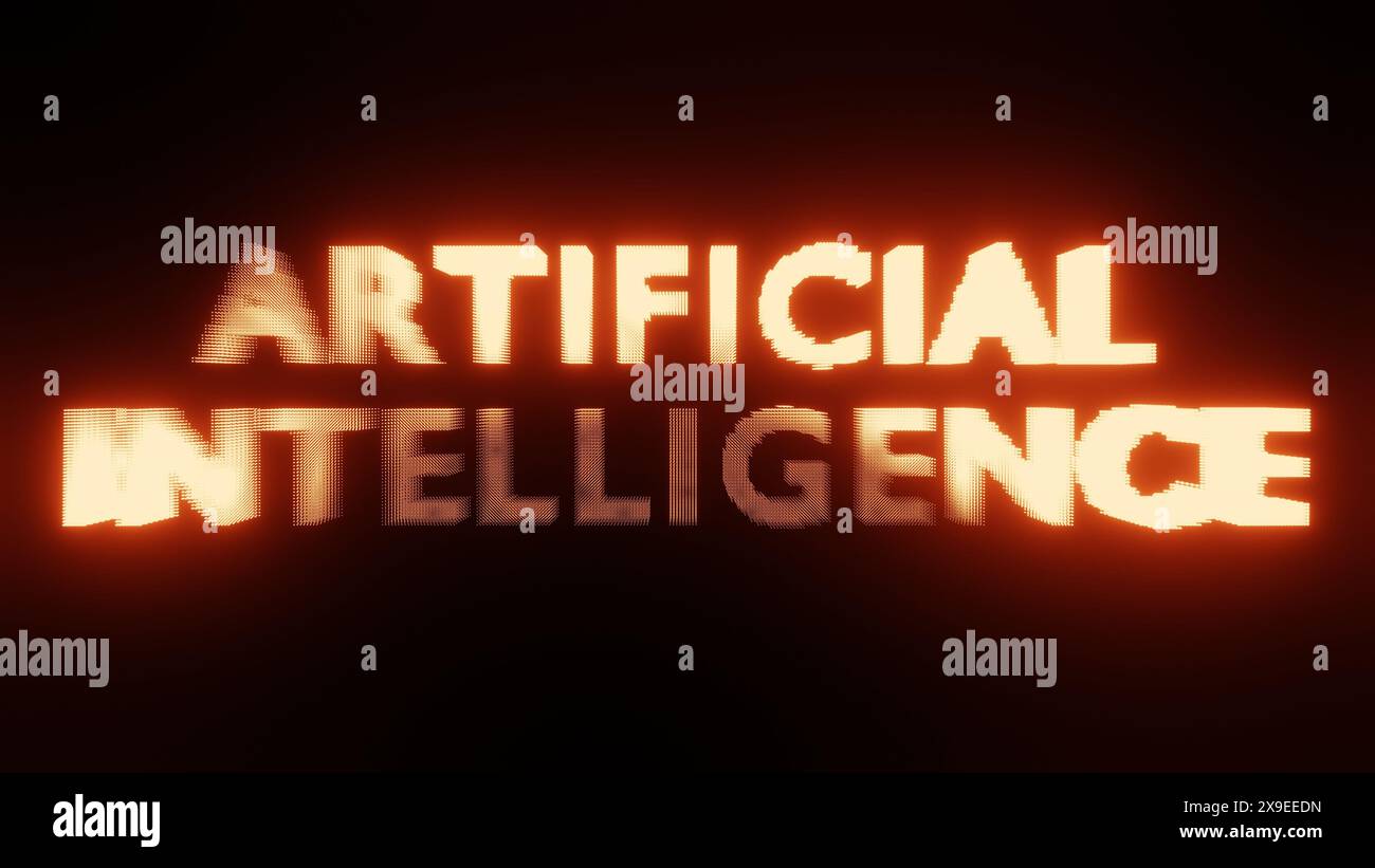 Abstract Glowing Text AI (ARTIFICIAL INTELLIGENCE): Fiery Digital ...