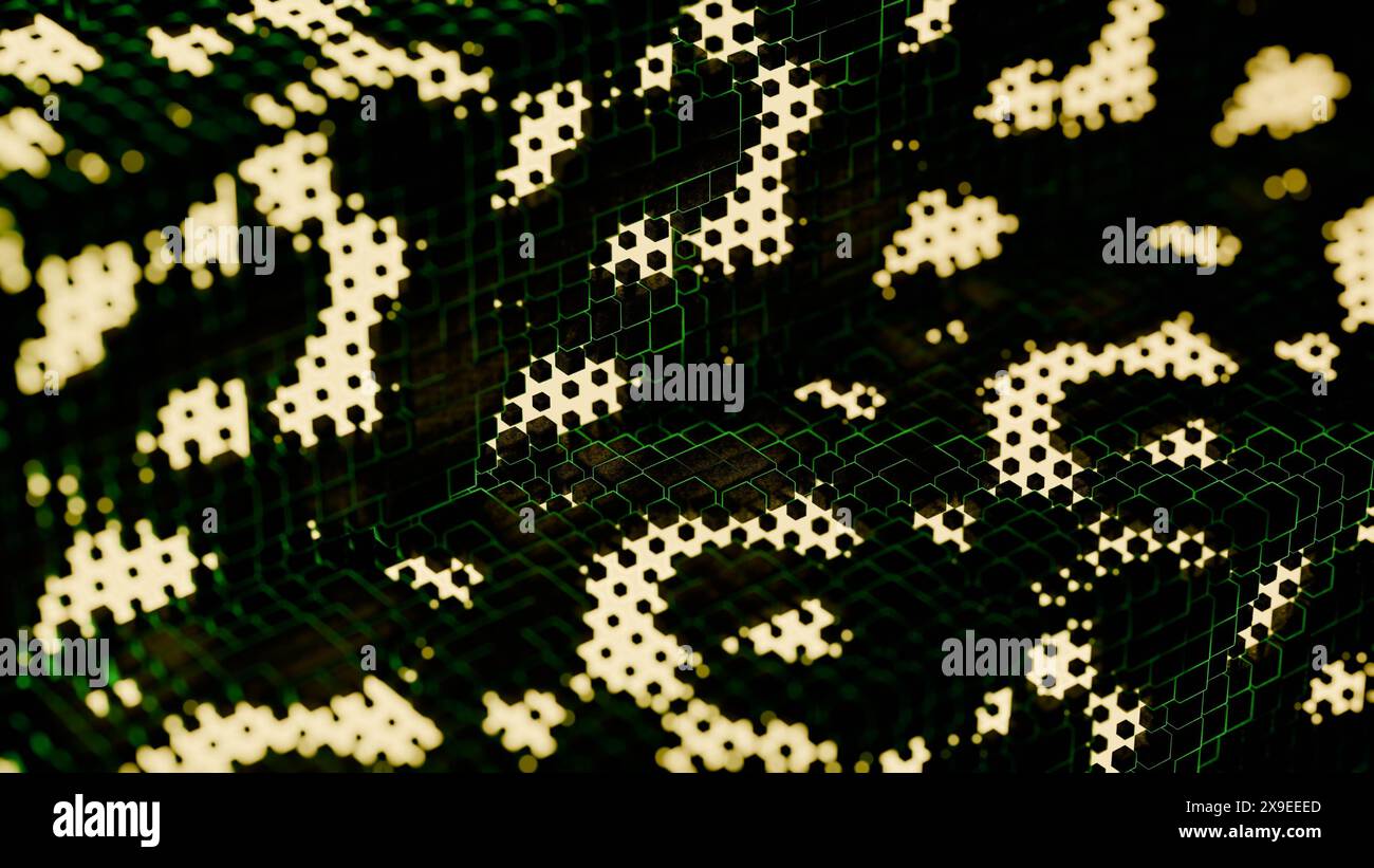 Digital Mosaic: Abstract 3D Pixel Art Stock Photo - Alamy