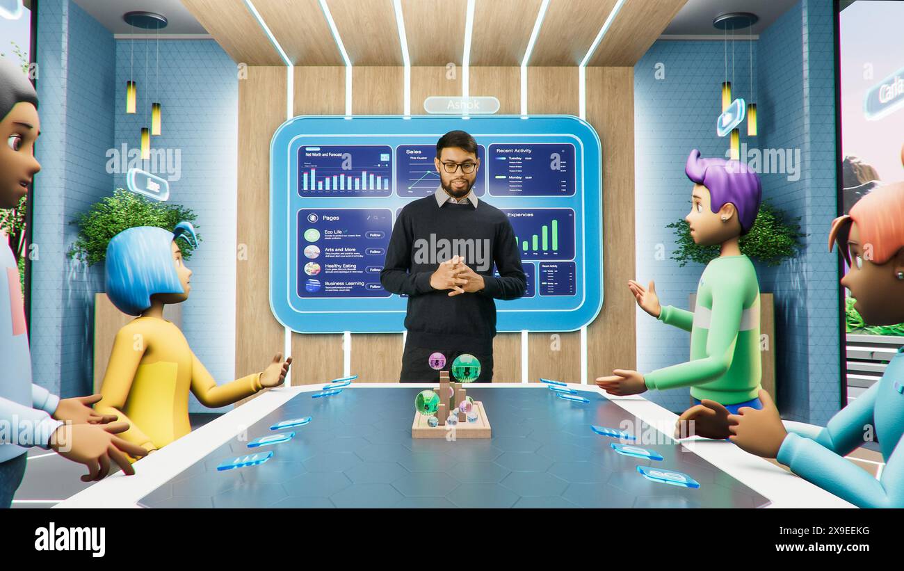 Metaverse conference room avatars talking hi-res stock photography and ...