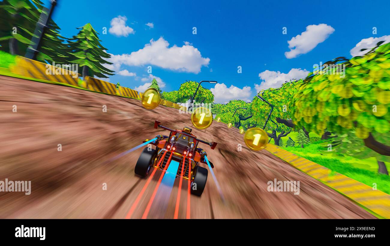 Off-Road Racing Arcade Video Game. Computer Generated 3D Render of Car ...