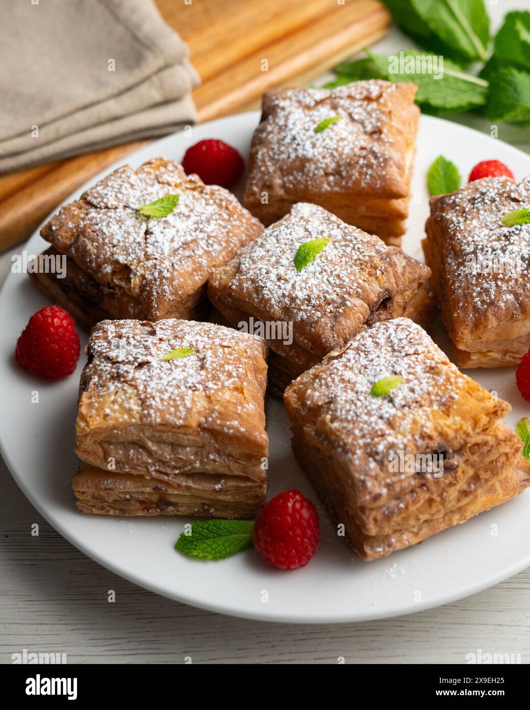 Miguelitos are typical pastries from Spain made from puff pastry ...