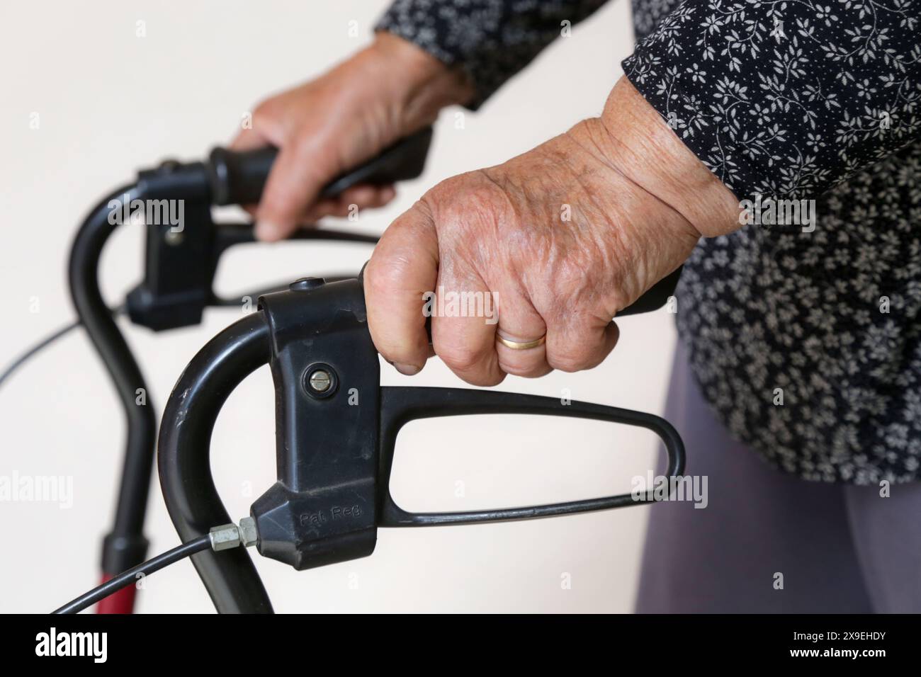 Walking disabilities. Close up of senior disabled woman leaning on her ...