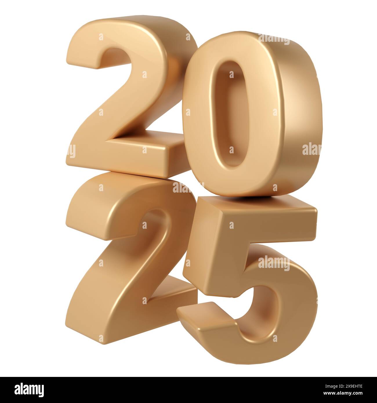 Happy New Year 2025 with shiny 3D numbers. Holiday christmas golden ...