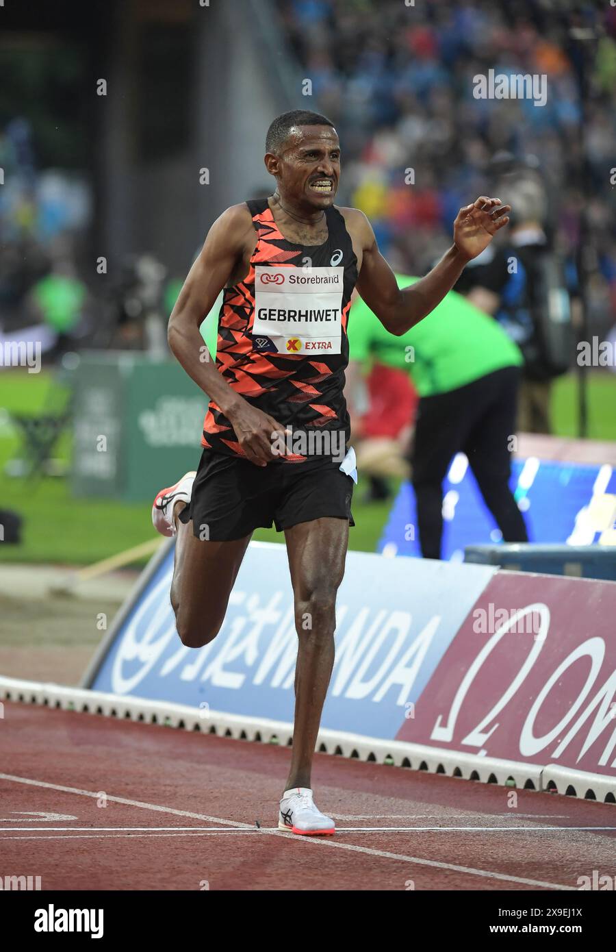 Hagos Gebrhiwet of Ethiopia competing in the men’s 5000m at the Wanda ...