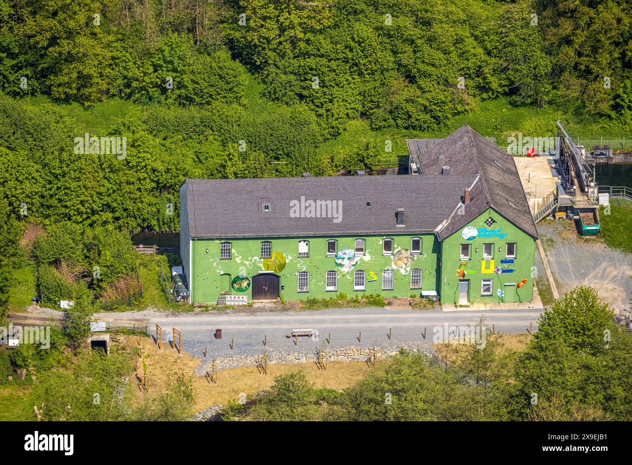 Luftbild, Altes Wasserkraftwerk Alfert, NaturRanger e.V., und mit ...