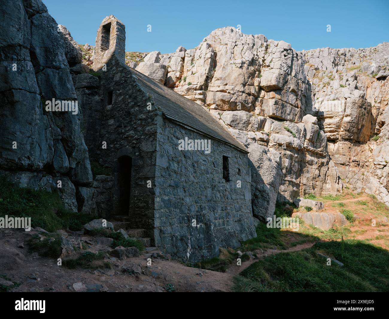St Govan's Chapel at St Govans Head, Stackpole Estate, Pembrokeshire ...