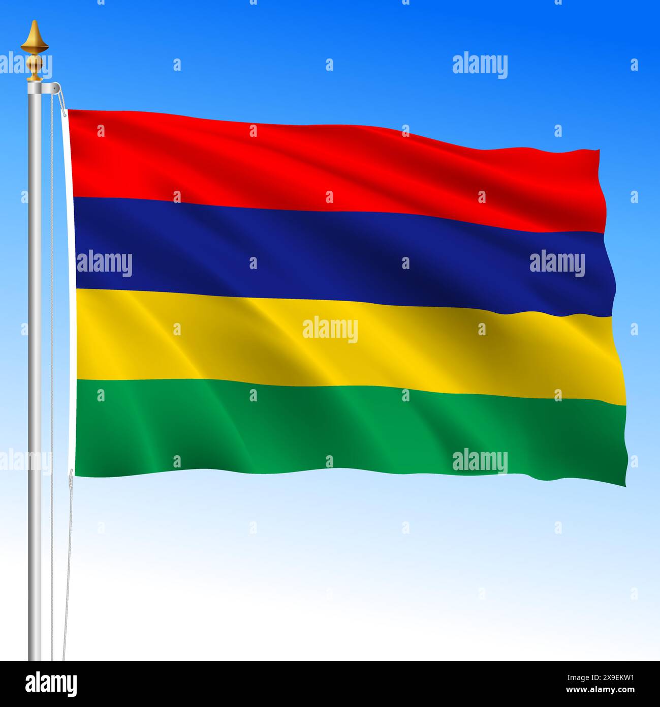 Mauritius Official National Waving Flag African Country Vector