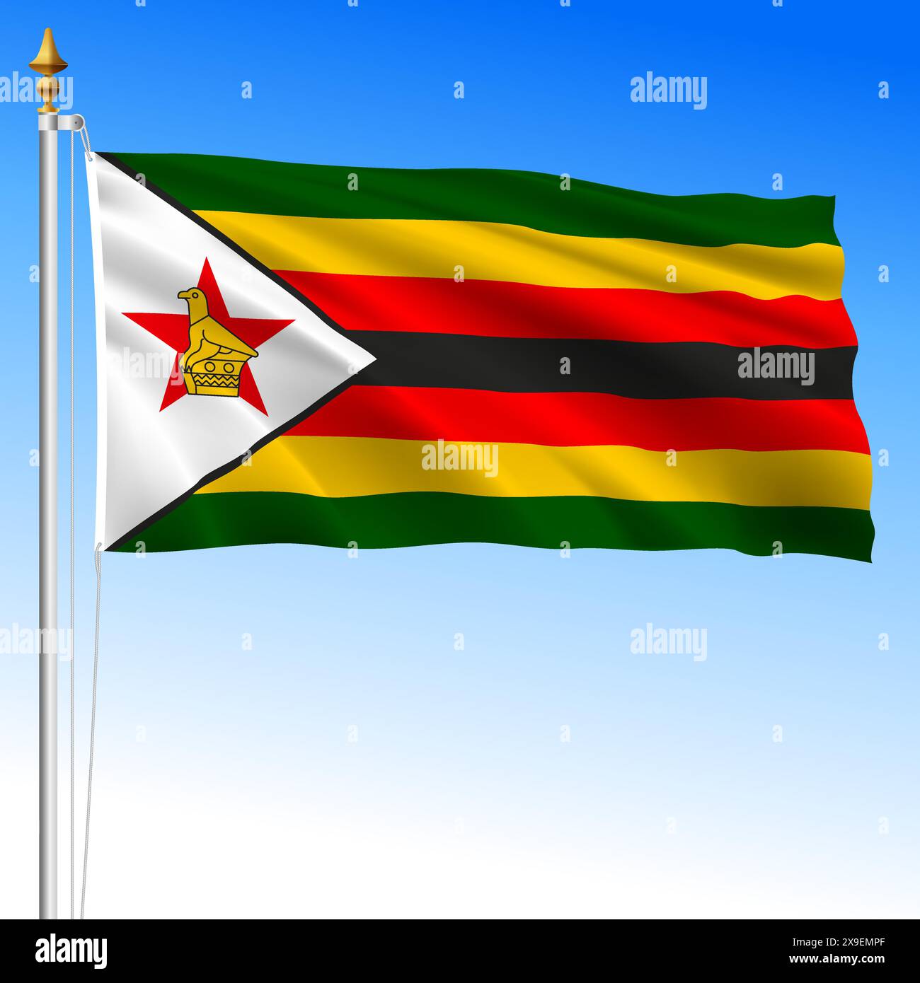 Zimbabwe, official national waving flag, african country, vector ...