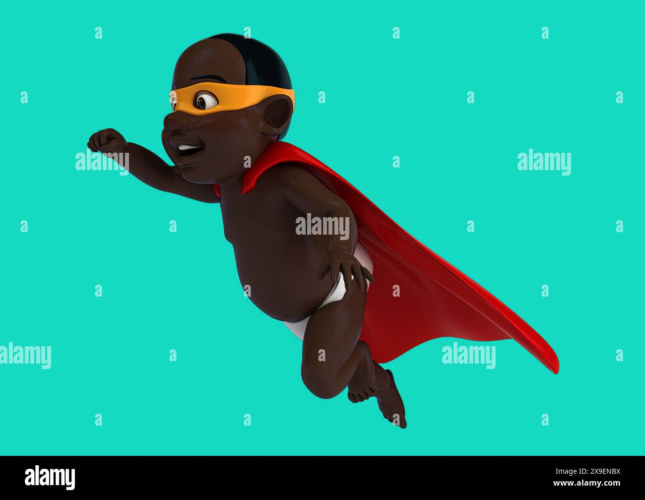 Fun 3D baby superhero flying Stock Photo - Alamy