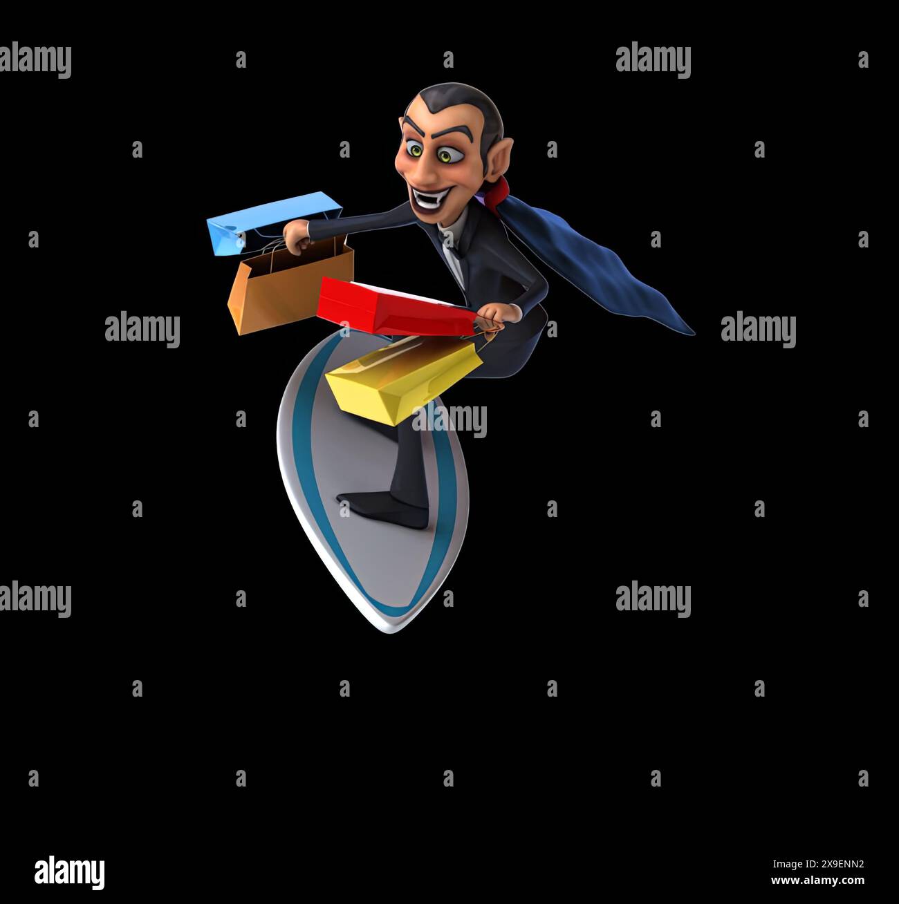 Fun 3D cartoon vampire surfing and shopping Stock Photo - Alamy