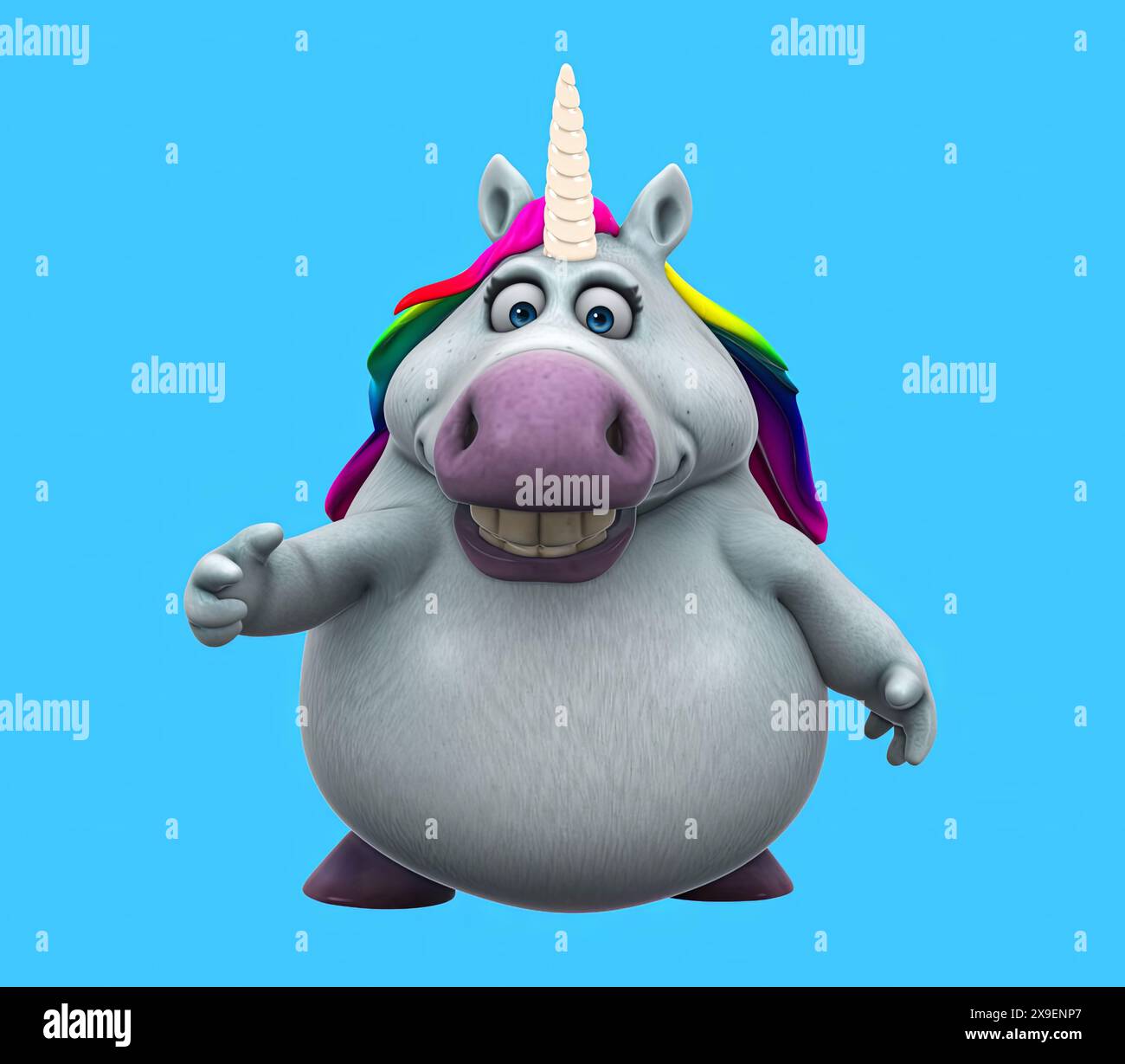 Fun 3D cartoon unicorn talking Stock Photo - Alamy