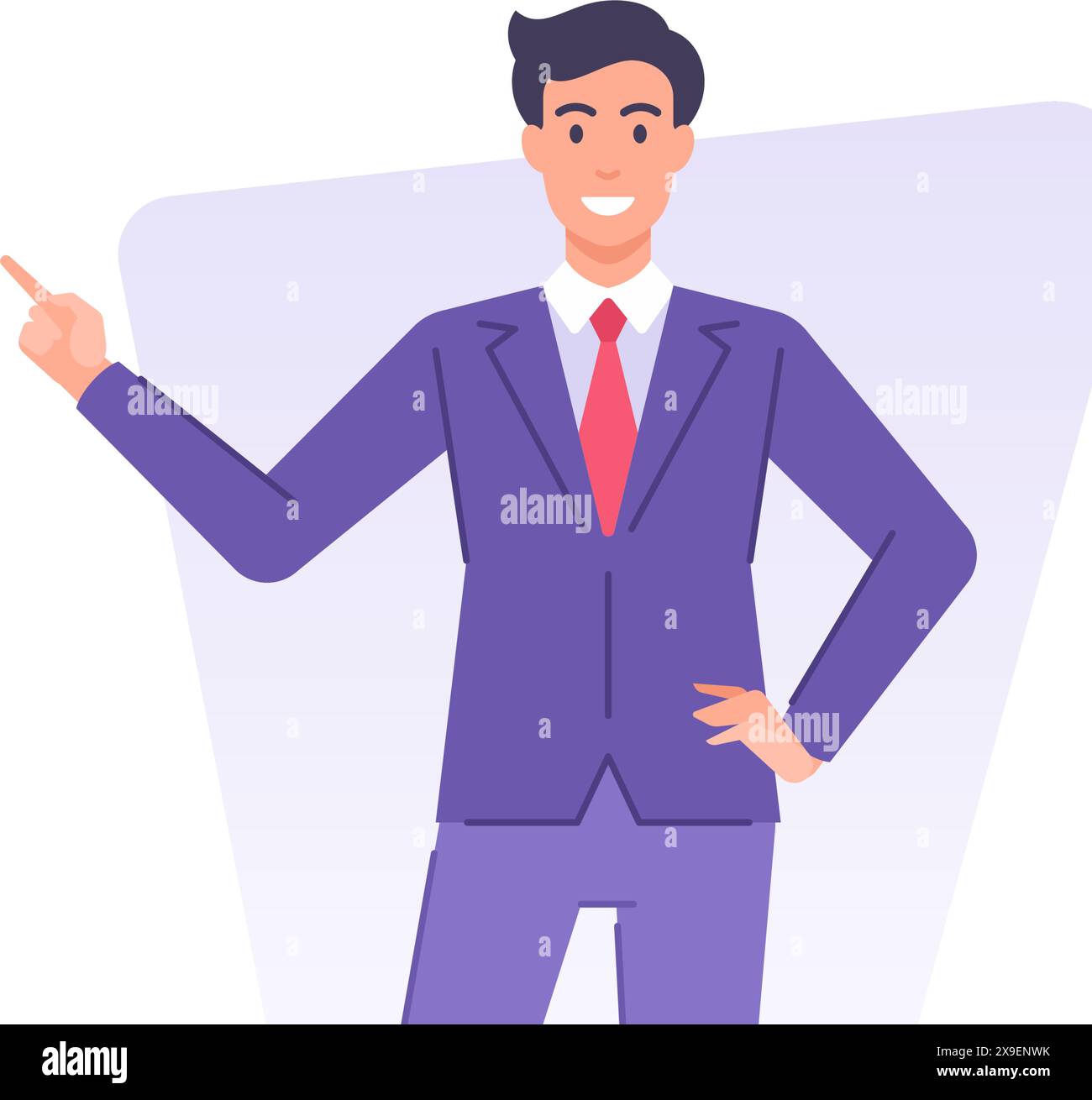 Business man in suit pointing forefinger banner copy space design ...