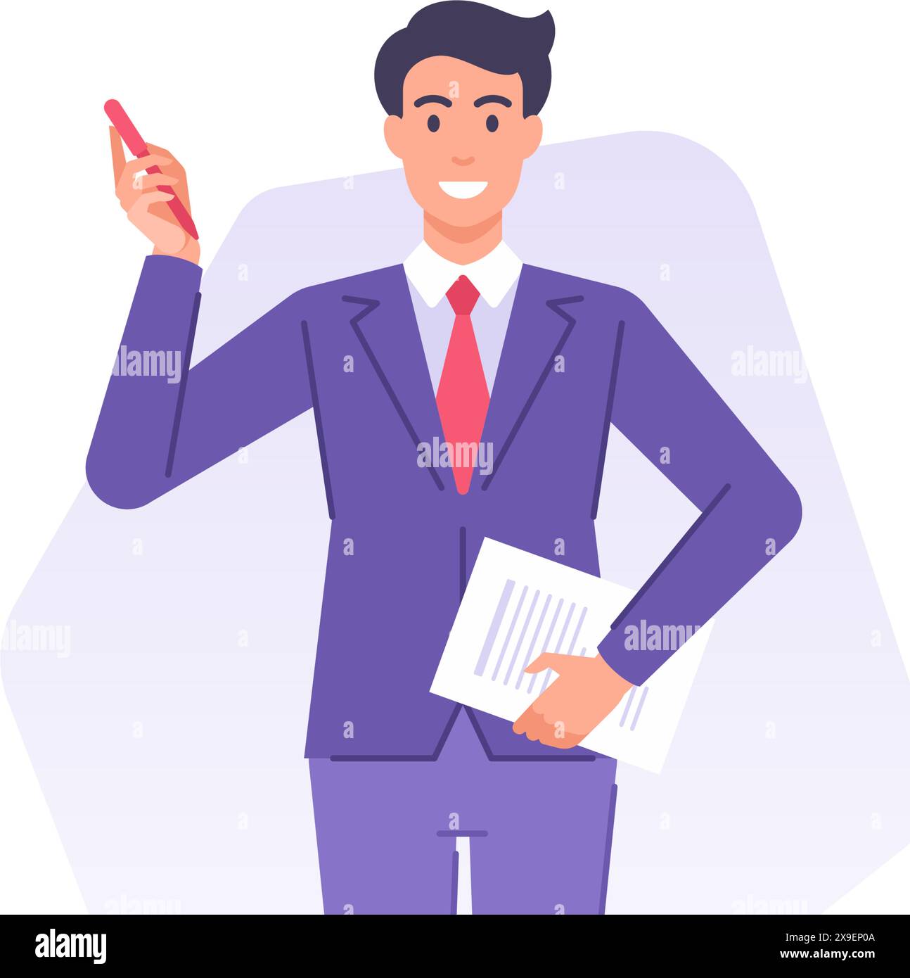 Business man with document contract and pen banner design template ...
