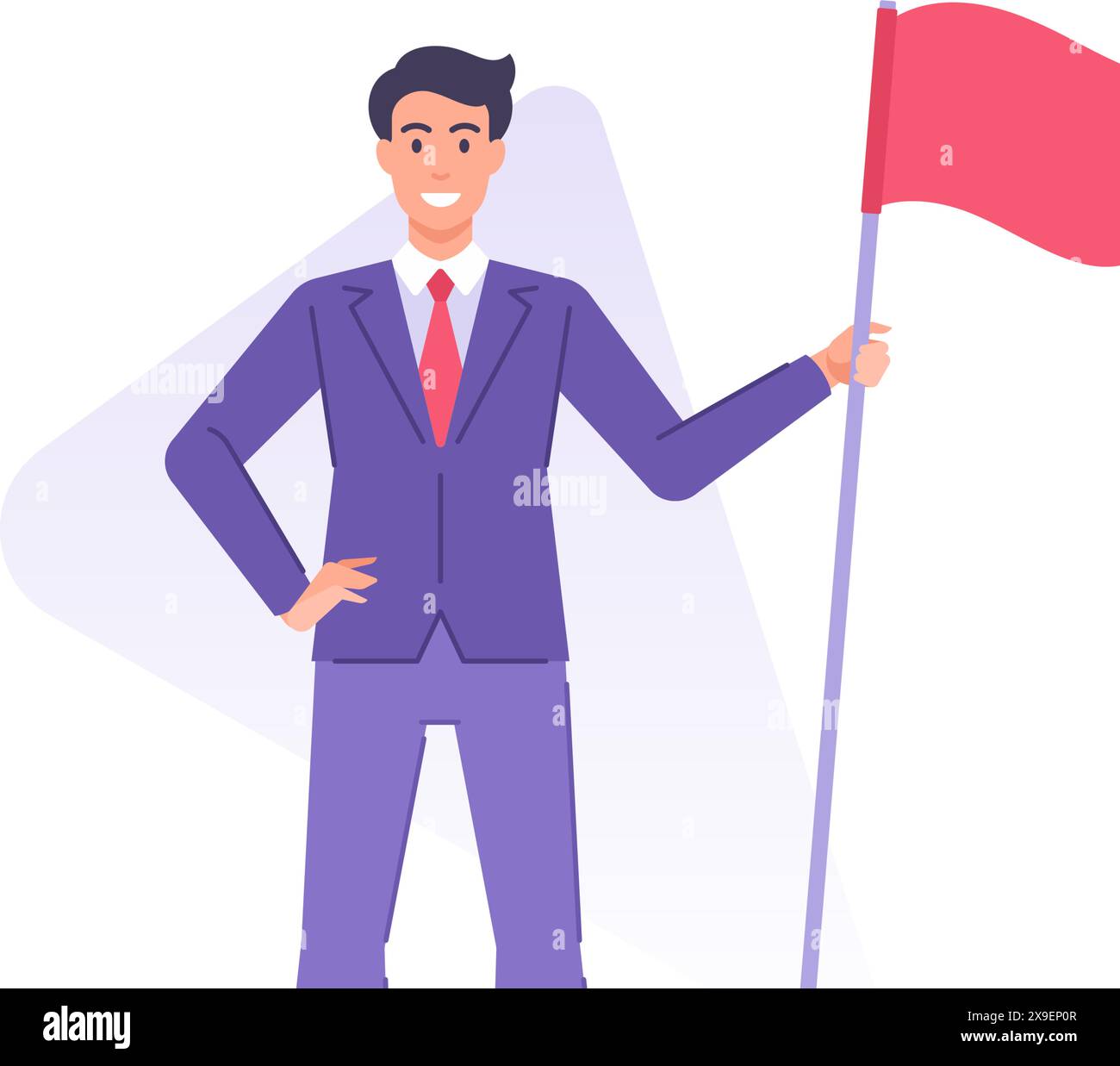 Business man with red flag leadership success achievement banner design ...