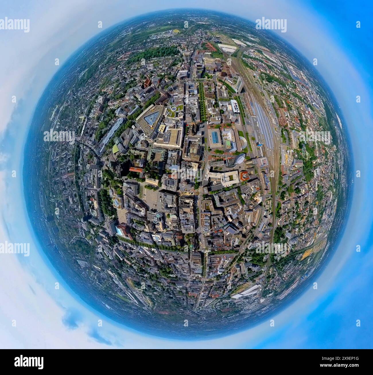Luftbild, City Innenstadtansicht mit Wallring, Hbf Hauptbahnhof ...