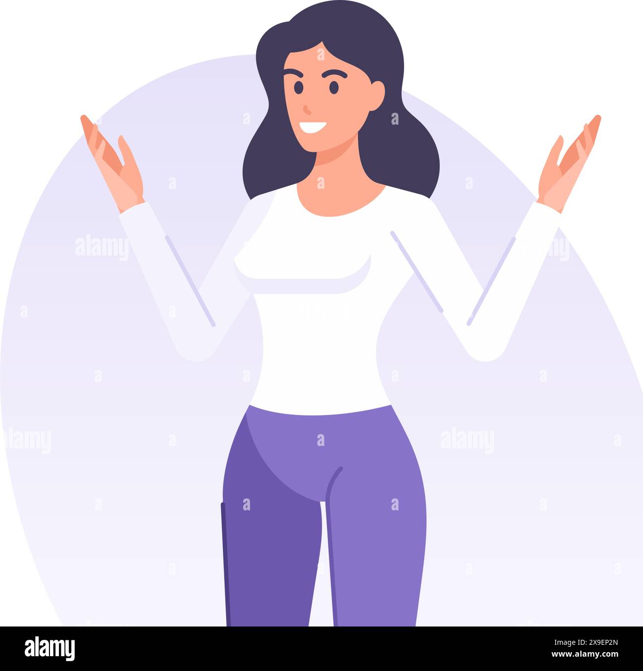 Smiling business woman presenting welcome gesture banner design ...