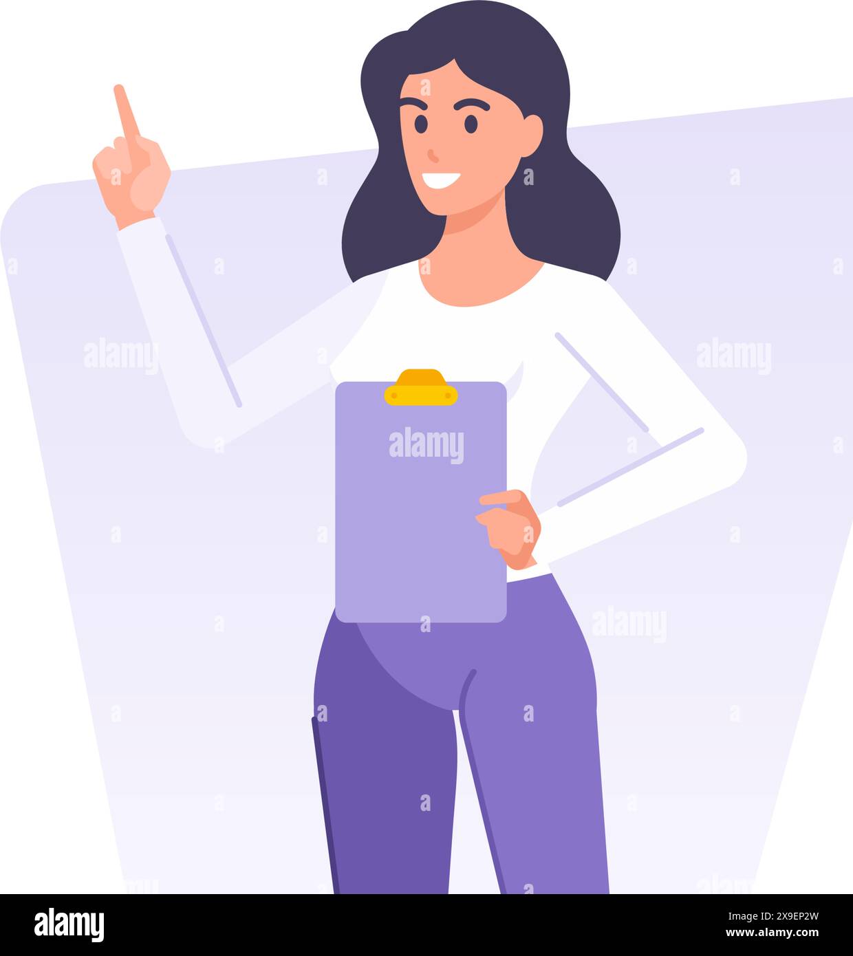 Business woman clipboard blank pointing copy space banner design ...