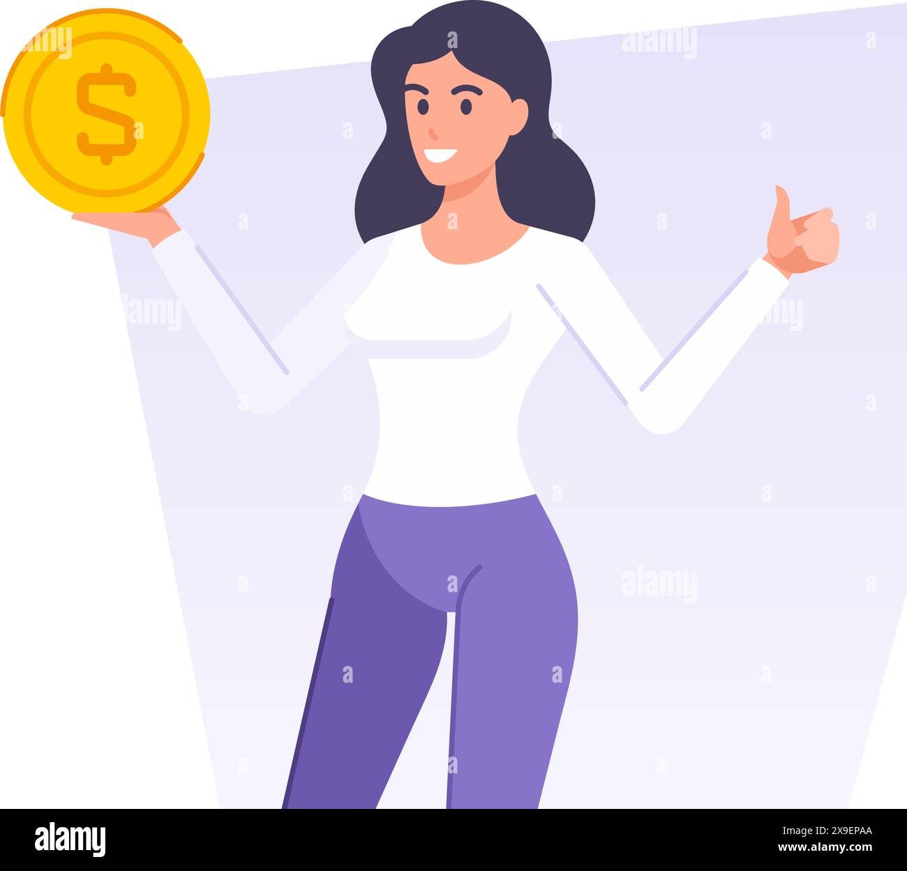 Business woman with golden coin cash money dollar banner design ...