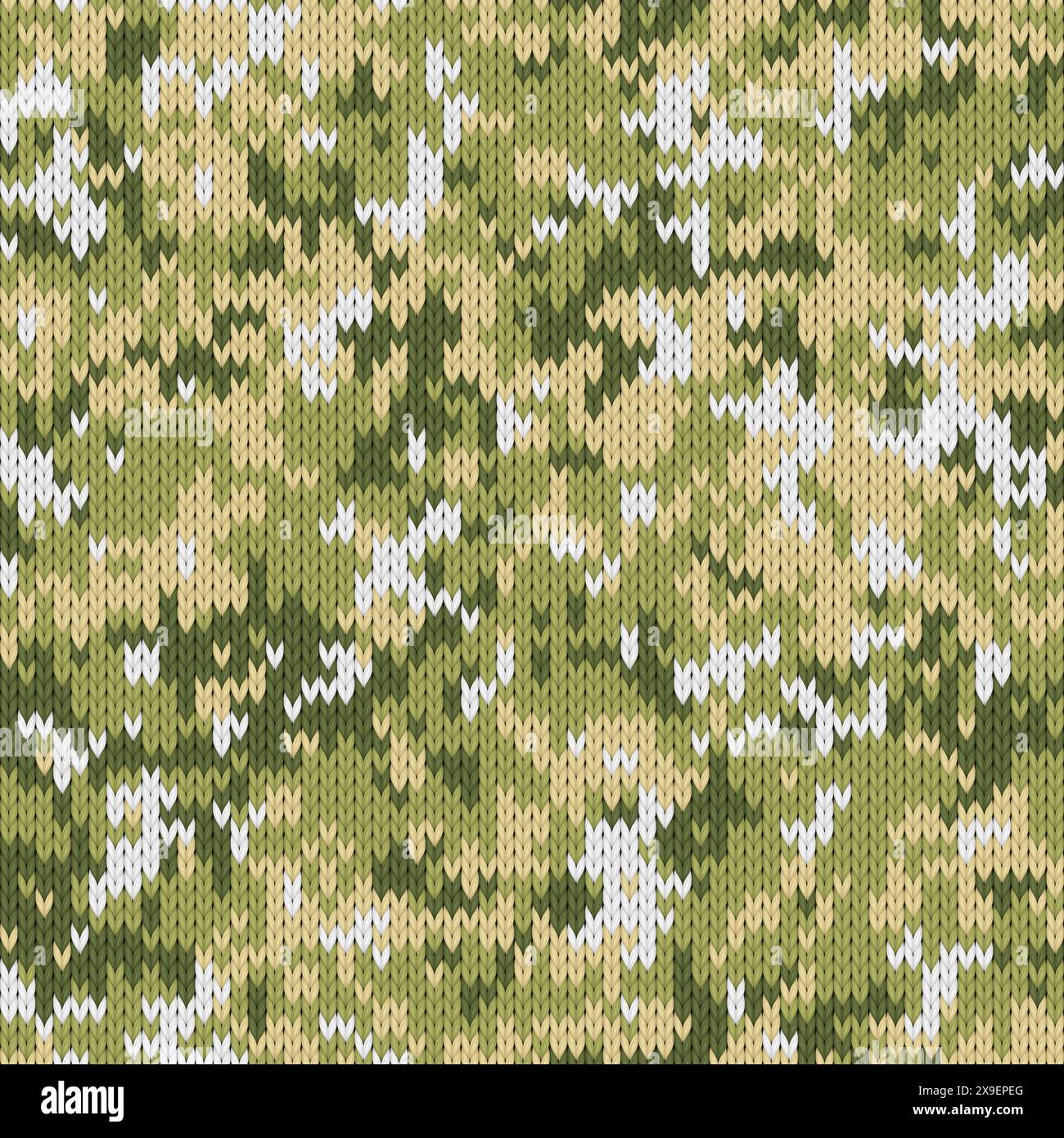 Modern knitted camouflage seamless tileable pattern. Realistic knitted ...