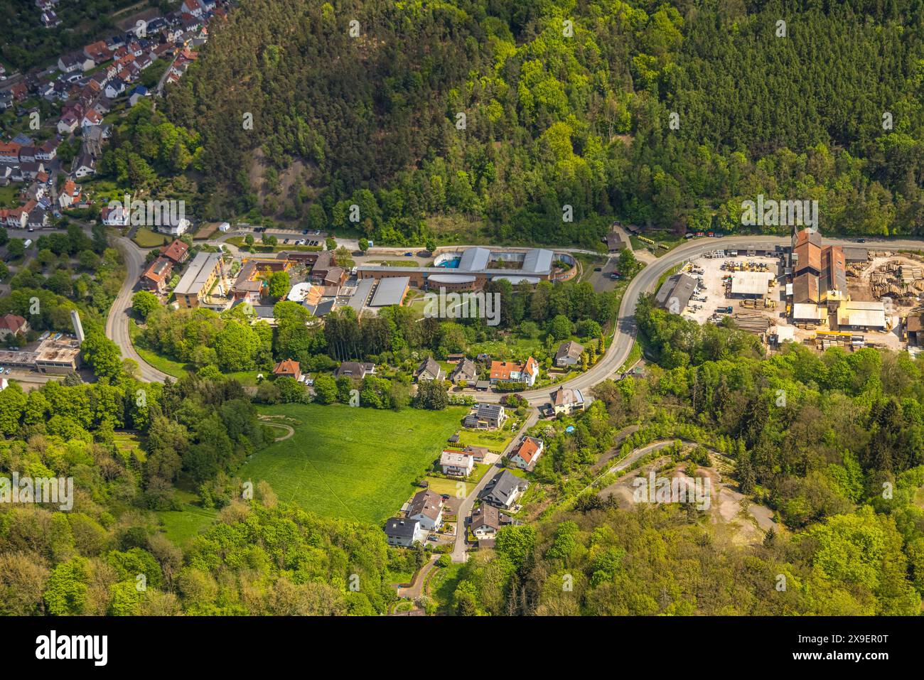 Luftbild, LWL-Klinik Marsberg mit Baustelle und Baukran ...