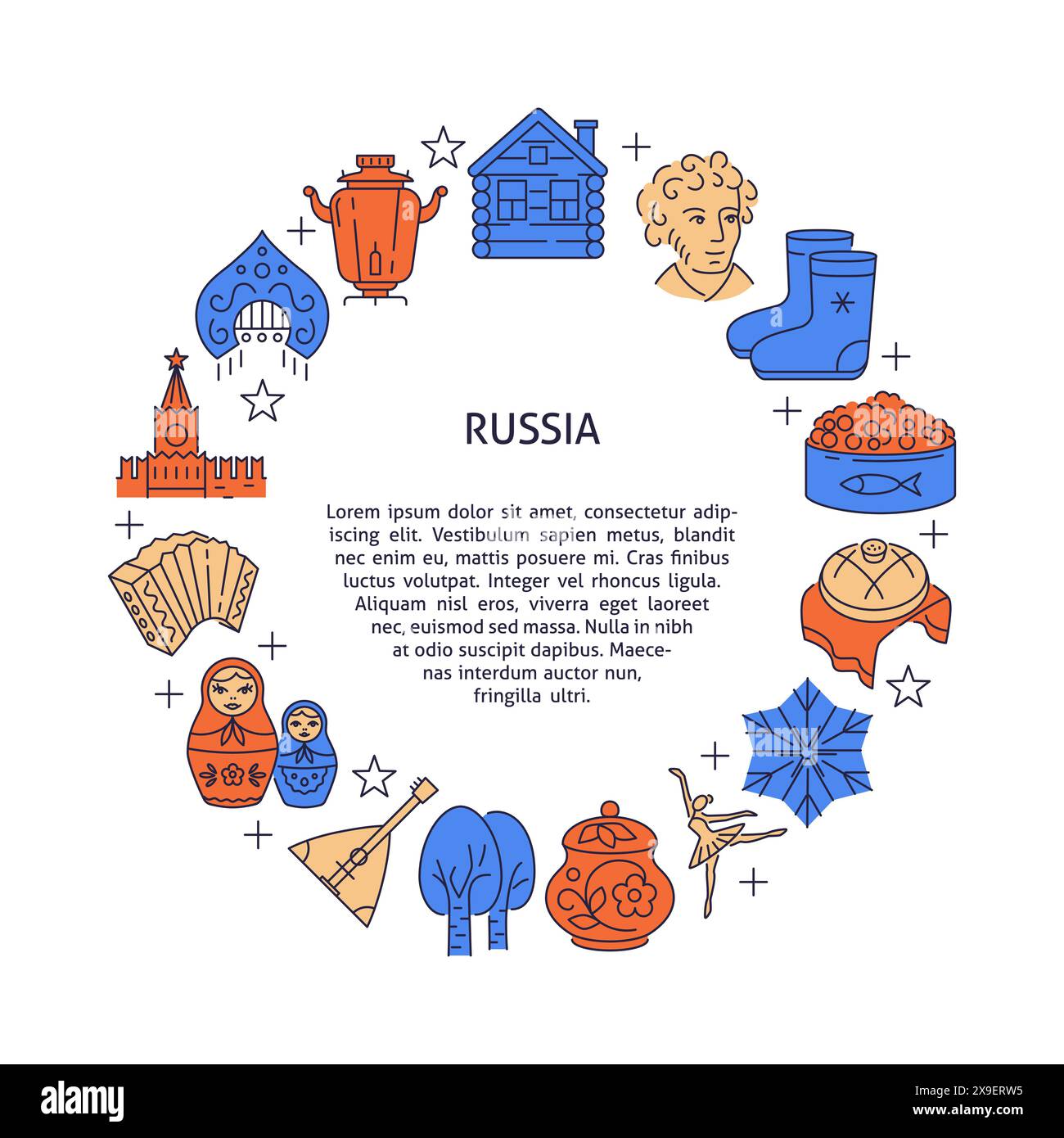 Round frame banner with Russian symbols and place for text. Vector ...