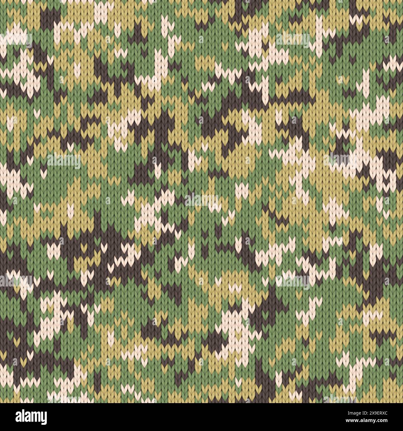 Modern knitted camouflage seamless tileable pattern. Realistic knitted ...