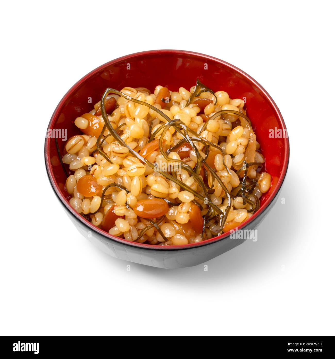 Bowl with Japanese Natto Miso close up isolated on white background ...