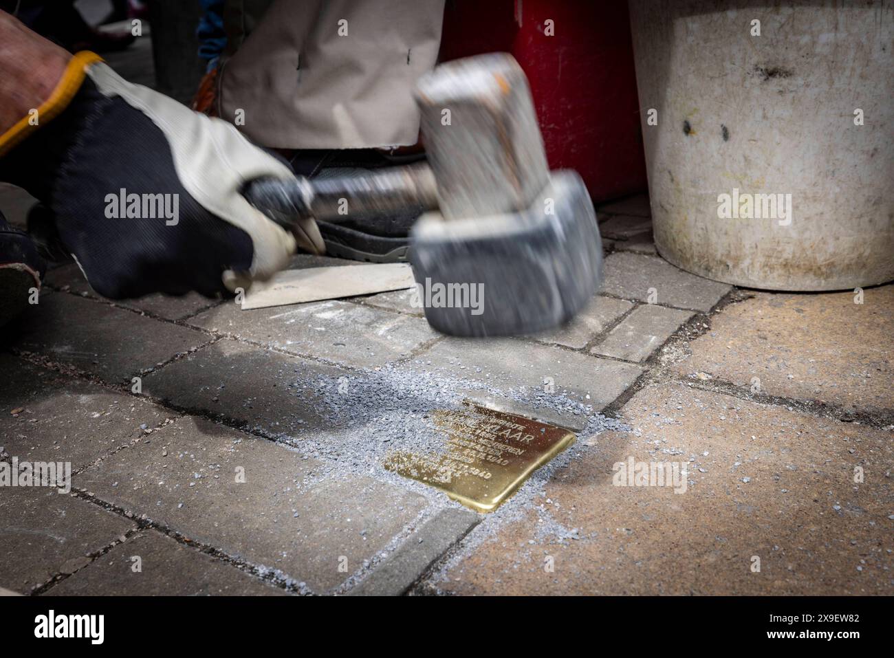 Der erste Stolperstein wird in Erfurt verlegt Foto vom 31.05.2024. Er ...