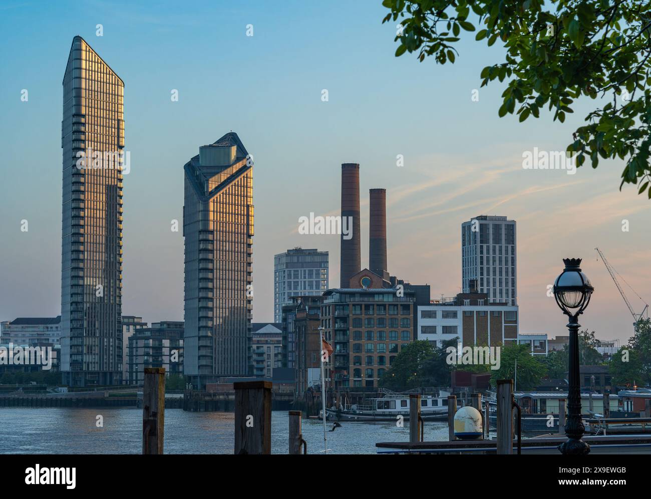 Skyline of London Chelsea Harbour by sunset Stock Photo - Alamy