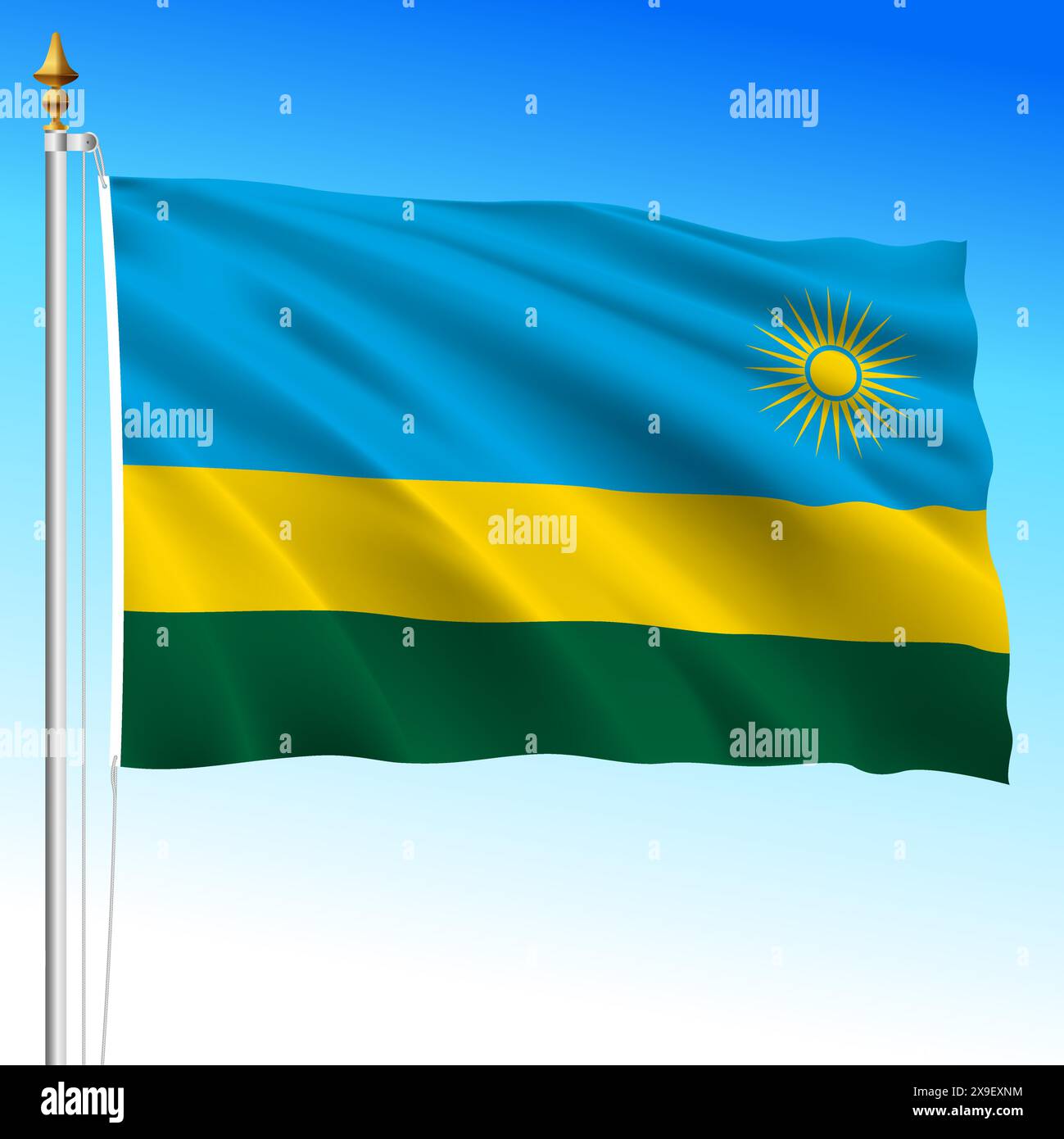 Rwanda, official national waving flag, african country, vector illustration Stock Vector Image ...