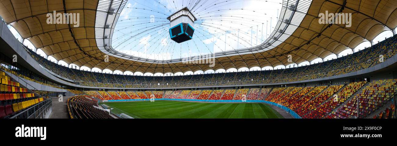 Bucharest, Romania - May 23, 2024: Composed image (panorama) with the ...