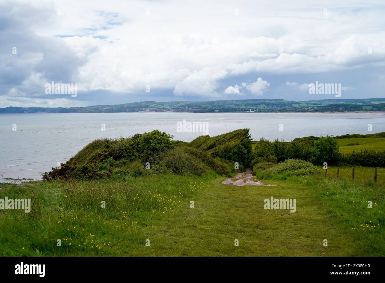 The Coast path with a view looking back towards the Exmouth estuary ...