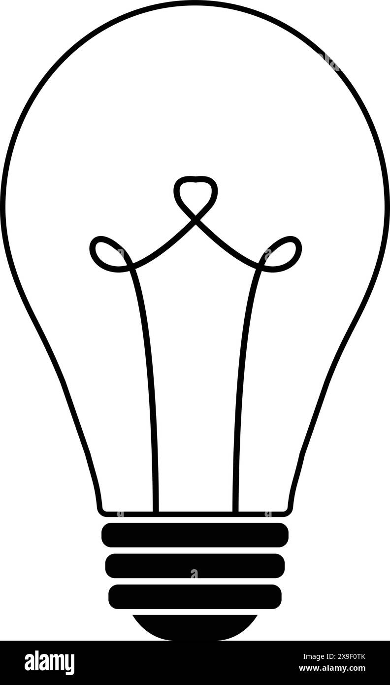 white and black bulb icon vector, Electric bulb lamp, thinking symbol, Solution symbol, idea ...