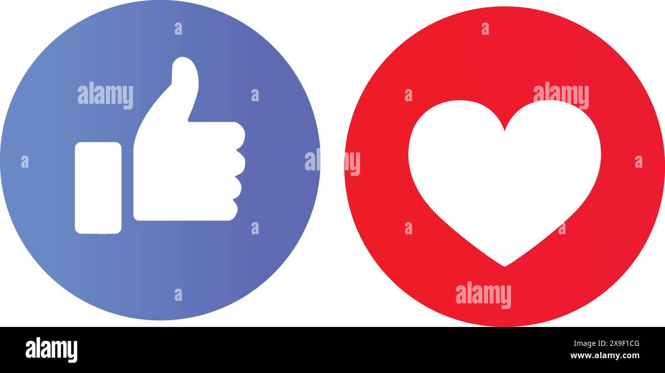 Red Heart and Like symbol, Thumb up and heart icon, Love icon, Blue ...