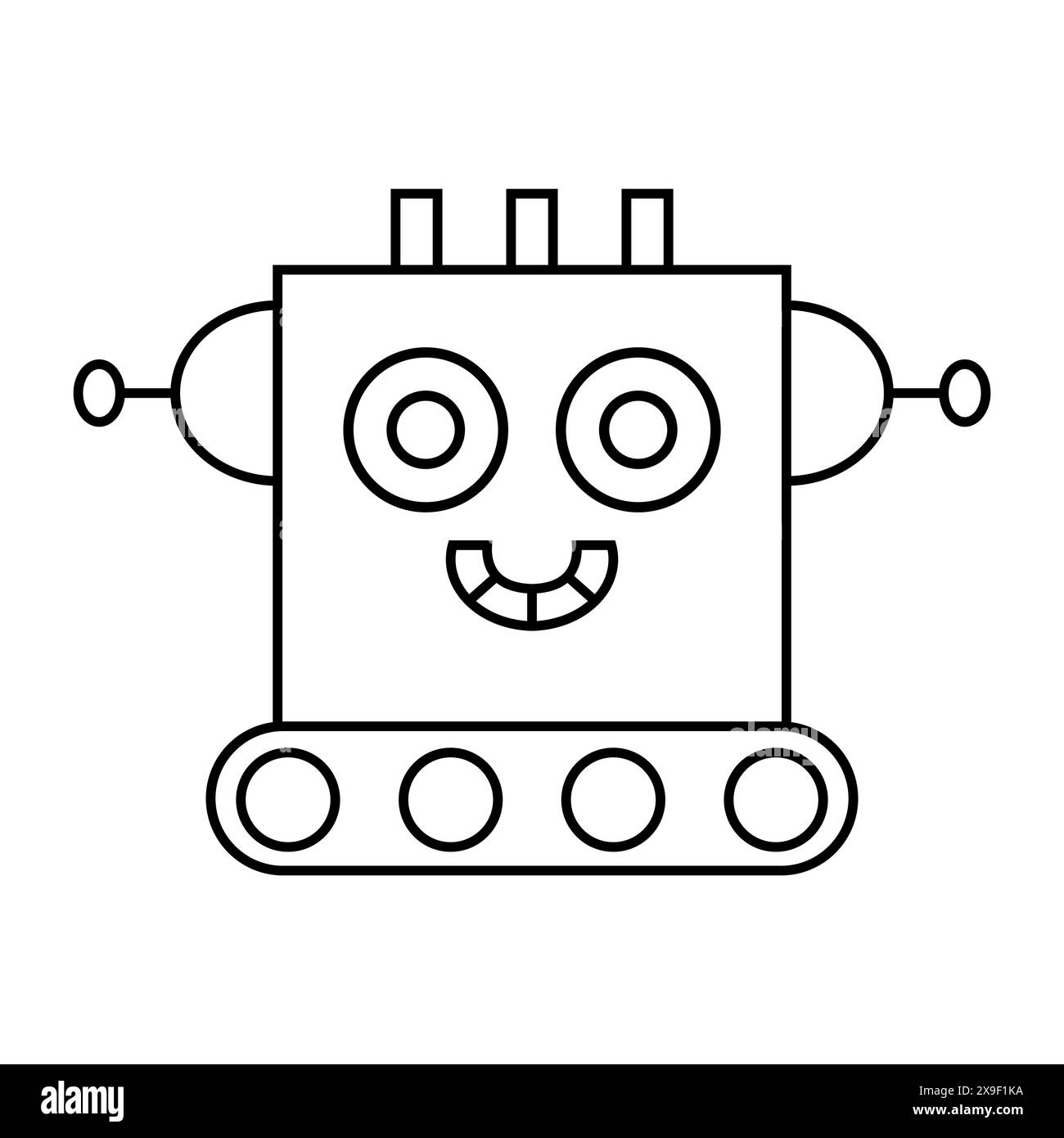 Cute Funny Robot Character Outline Doodle Icon Stock Vector Image & Art ...