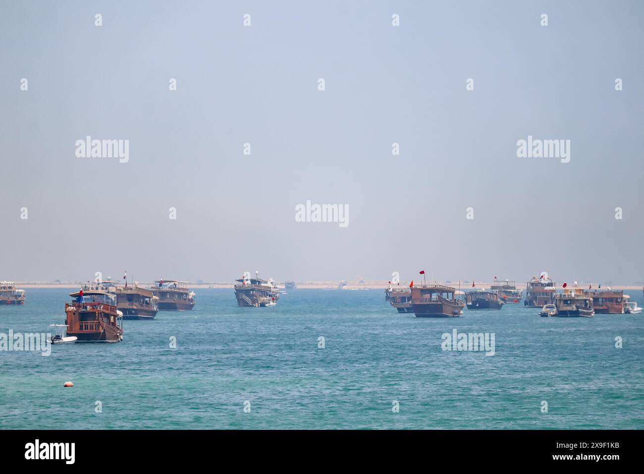Ships in the bay of the Persian Gulf, near the Katara area in Doha ...
