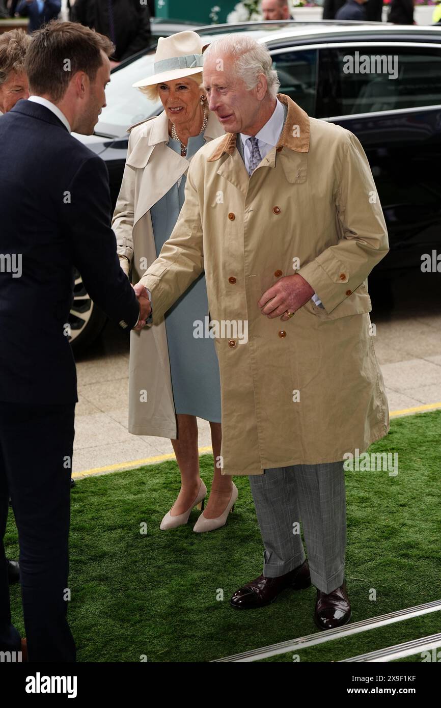 King Charles III and Queen Camilla attend the Derby Festival at Epsom ...