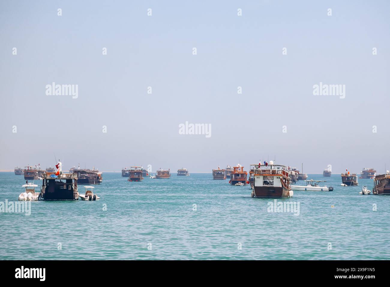 Ships in the bay of the Persian Gulf, near the Katara area in Doha ...