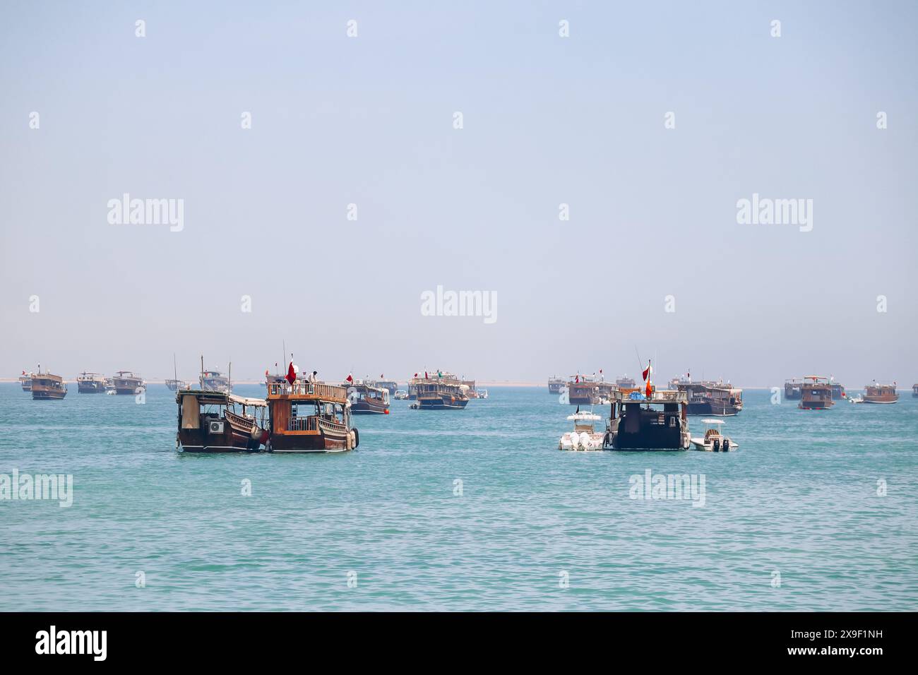 Ships in the bay of the Persian Gulf, near the Katara area in Doha ...