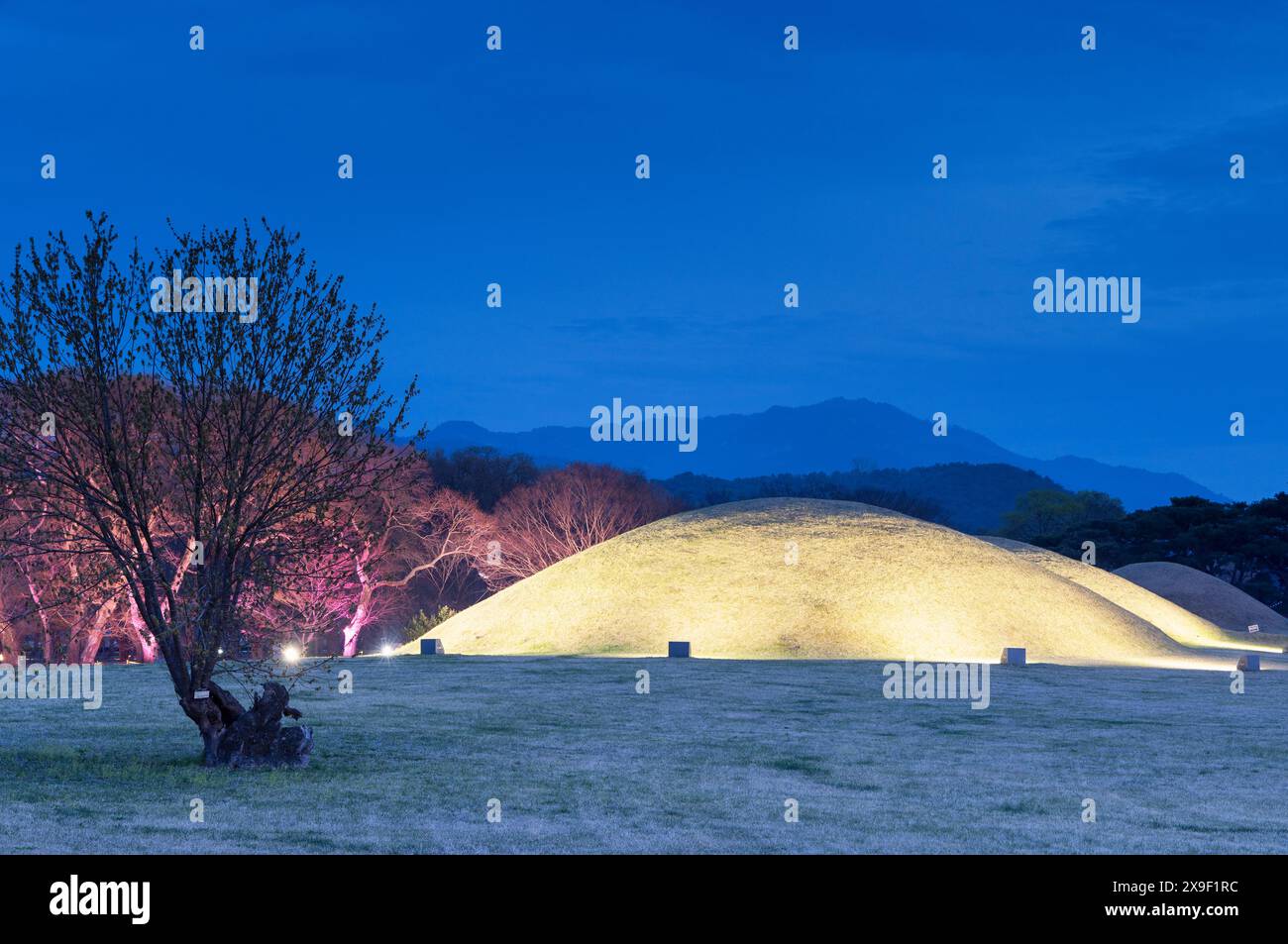 Tombs of Inwang-dong (UNESCO World Heritage Site) at dusk, Gyeongju ...