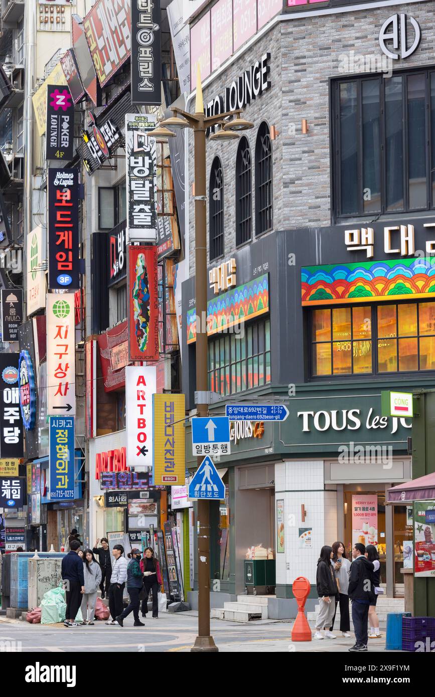 Shops on Seomyeon Young Street, Seomyeon, Busan, South Korea Stock ...