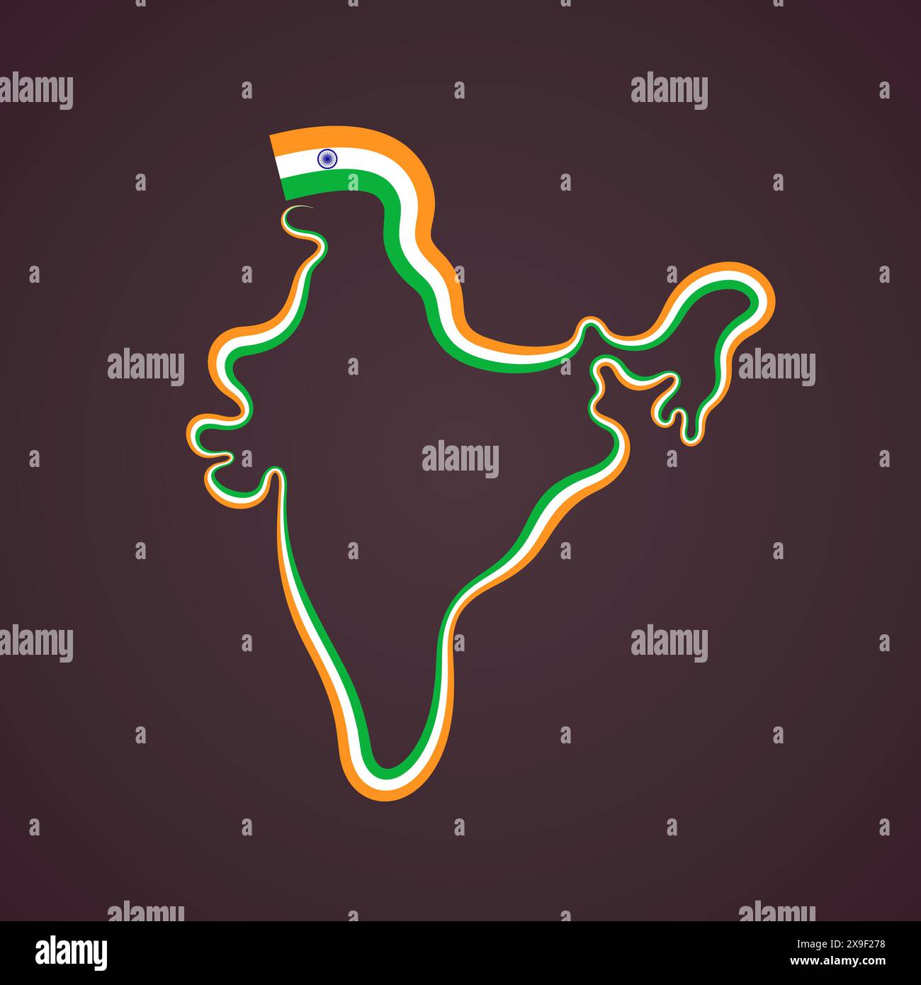 Outline map of India marked with flag ribbon Stock Vector Image & Art ...