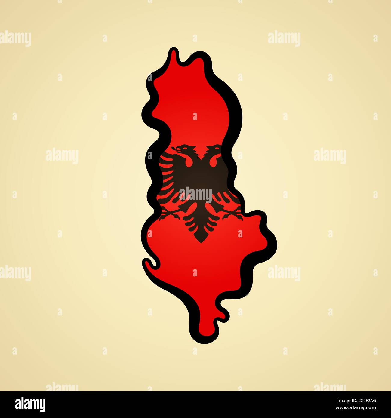 Map of Albania with flag and black outline Stock Vector Image & Art - Alamy