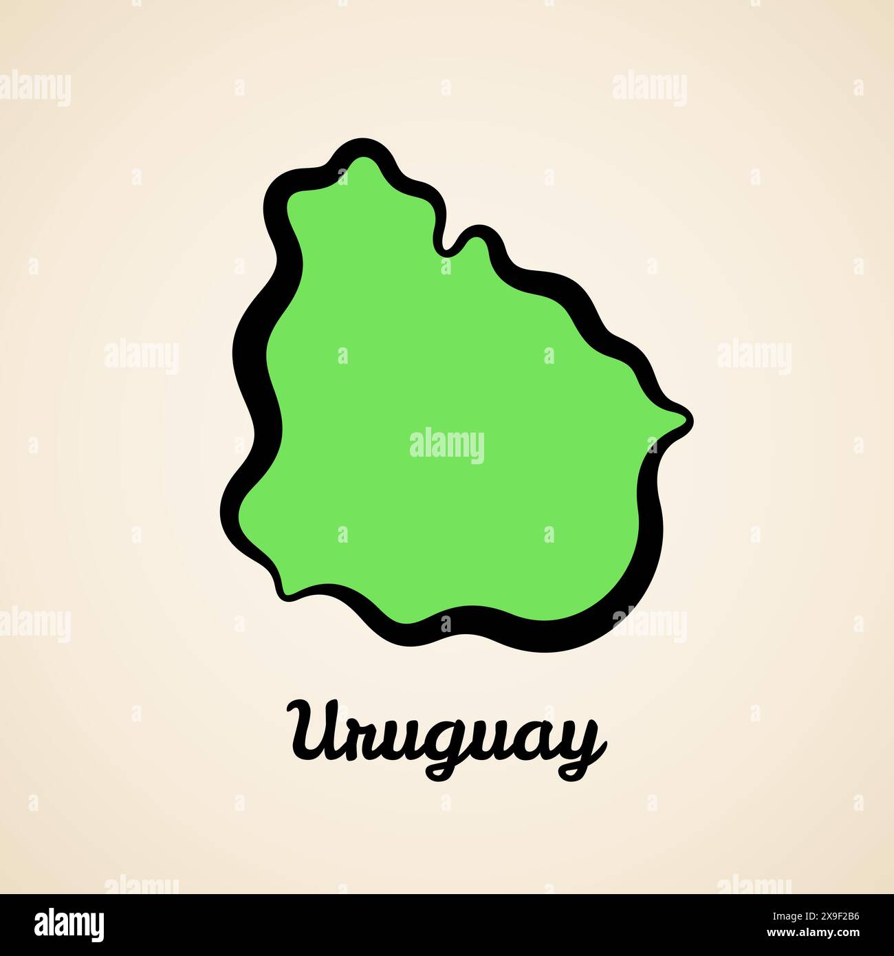 Green simplified map of Uruguay with black outline Stock Vector Image ...