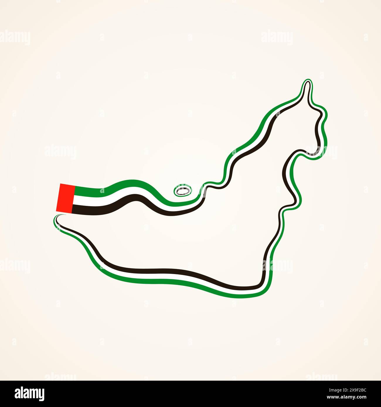 Outline map of United Arab Emirates marked with flag ribbon Stock ...