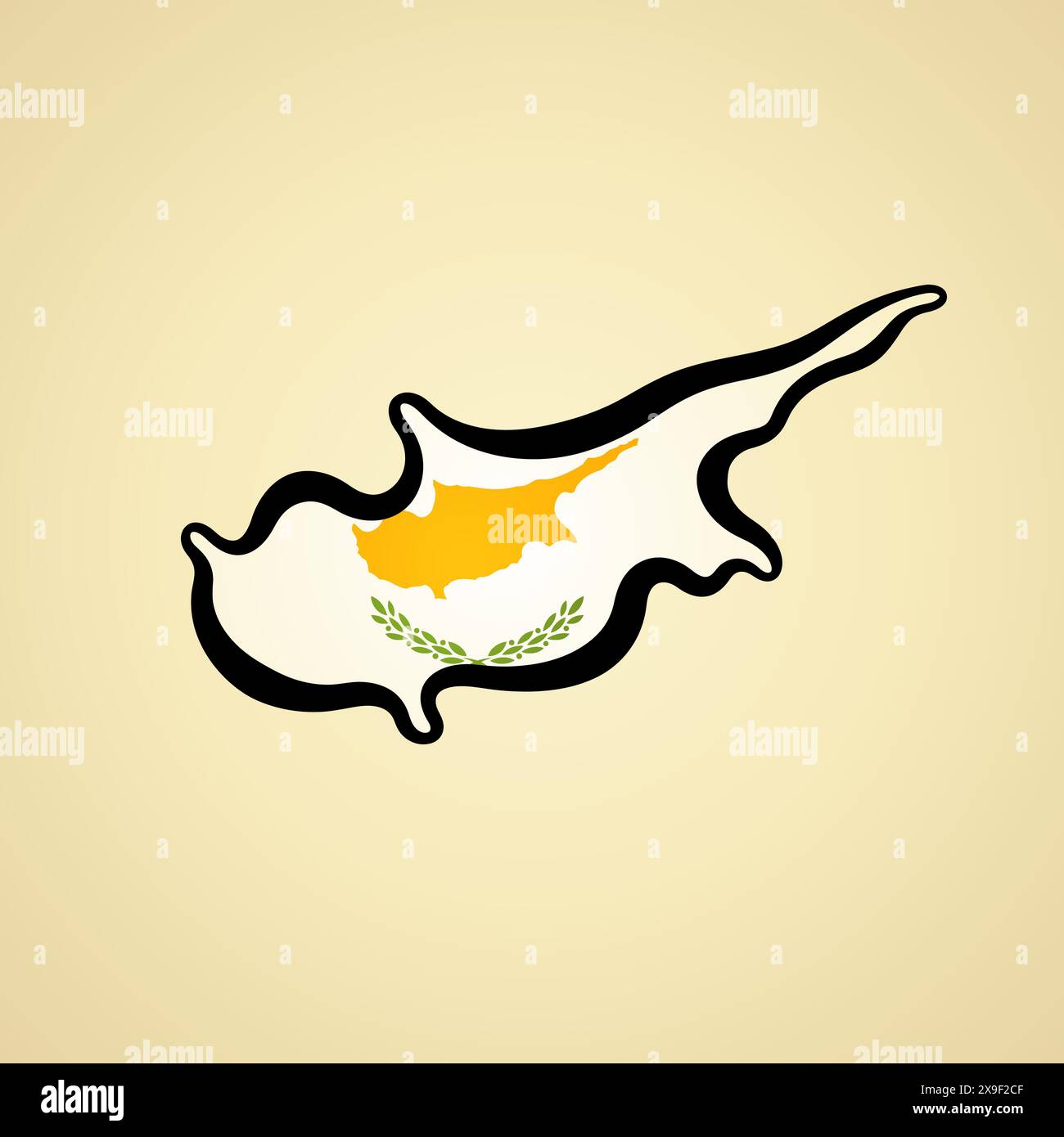 Map of Cyprus with flag and black outline Stock Vector Image & Art - Alamy