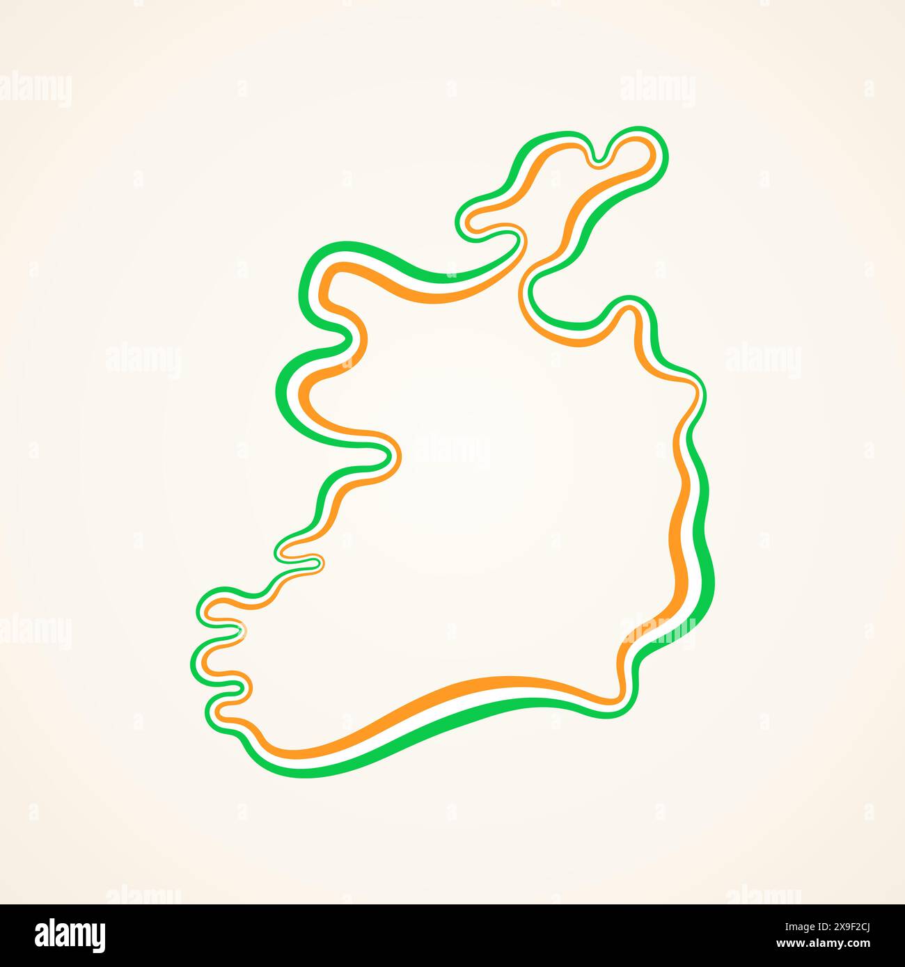 Outline map of Ireland marked with ribbon in colors from the flag Stock ...