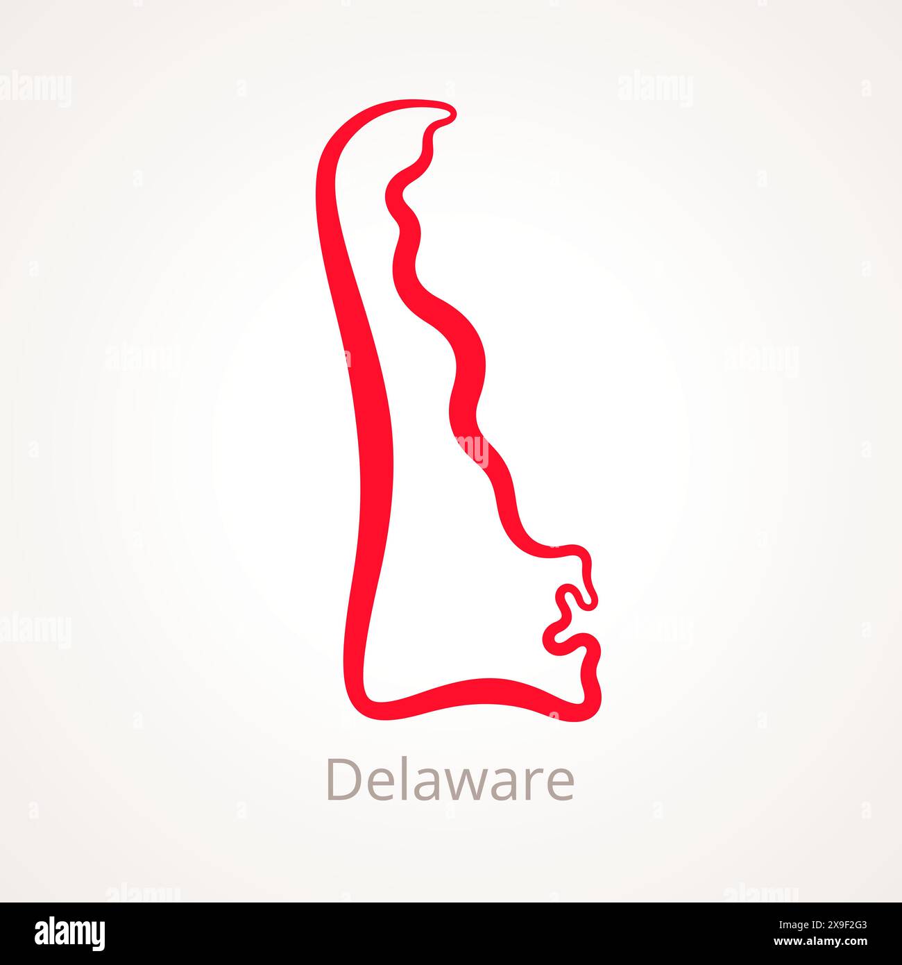 Outline map of Delaware marked with red line Stock Vector Image & Art ...