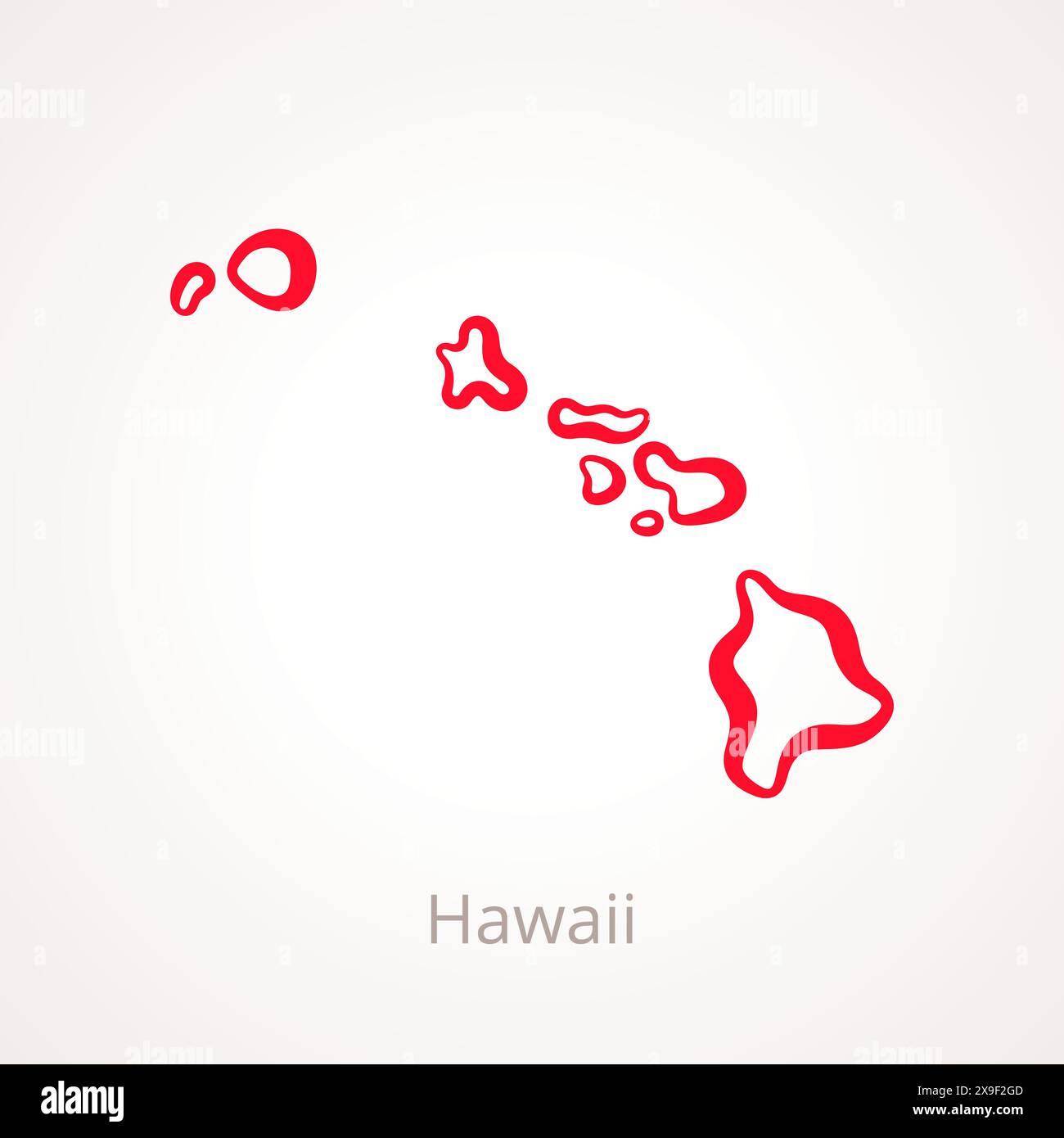 Outline map of Hawaii marked with red line Stock Vector Image & Art - Alamy