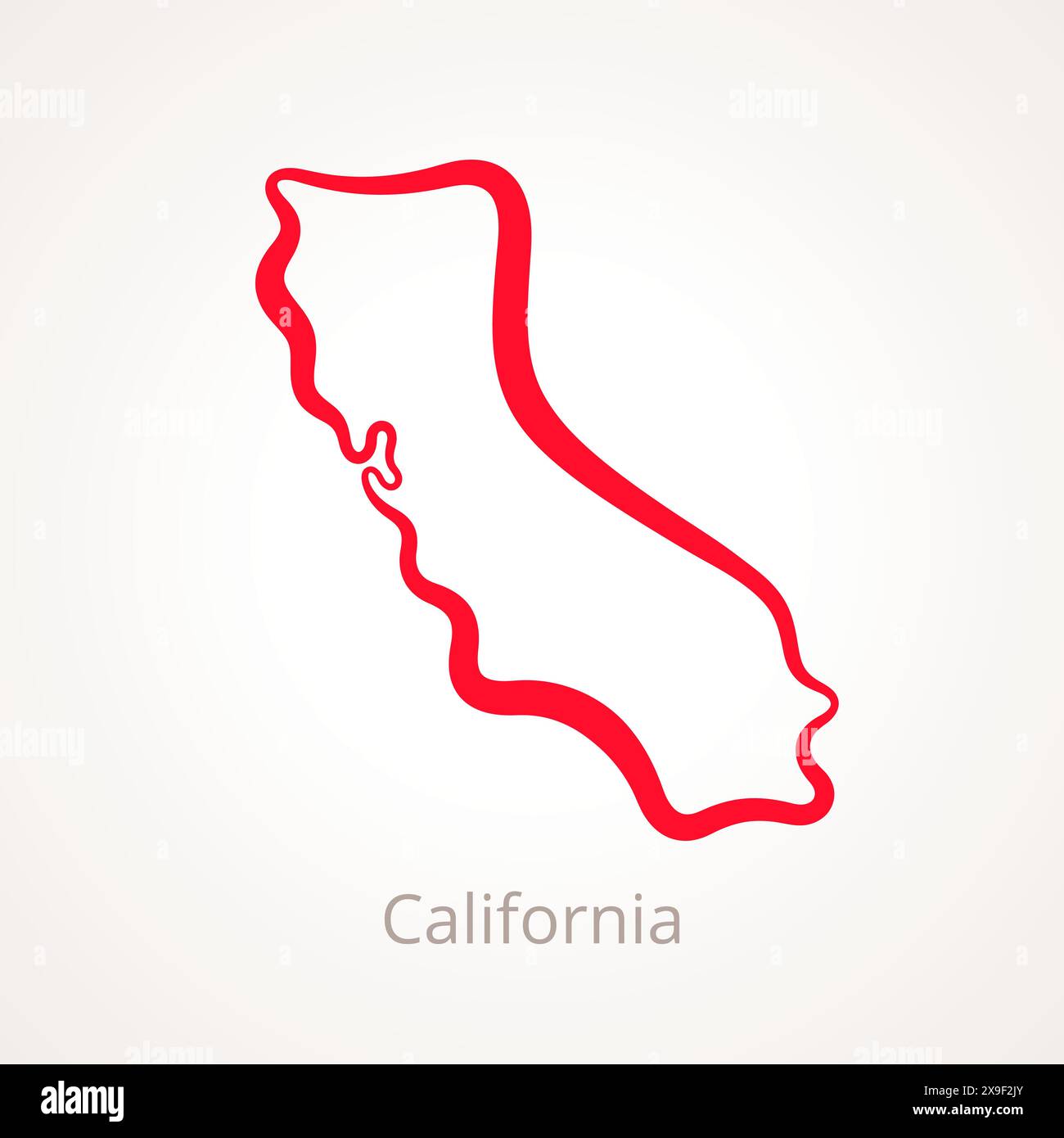 Outline map of California marked with red line Stock Vector Image & Art ...